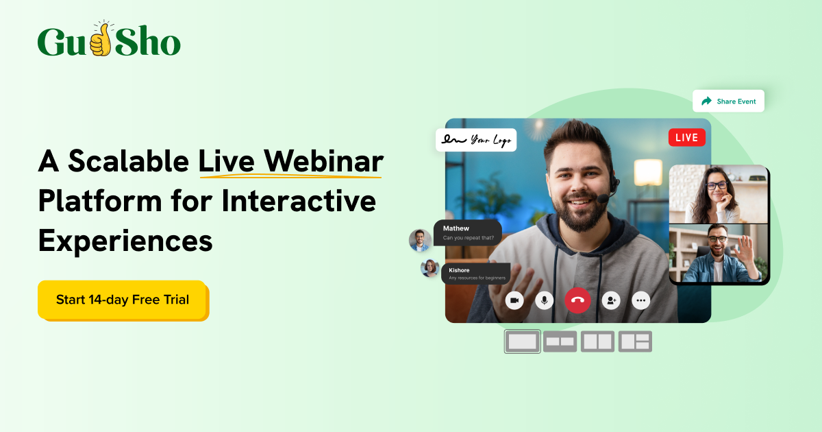Interactive Live Webinar Platform Online: Host Events with GUDSHO